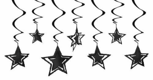 Toptan 3D Yıldız Asmalı Tavan Süsü Siyah 10 Adet | Toptan Satış - toptansus.com